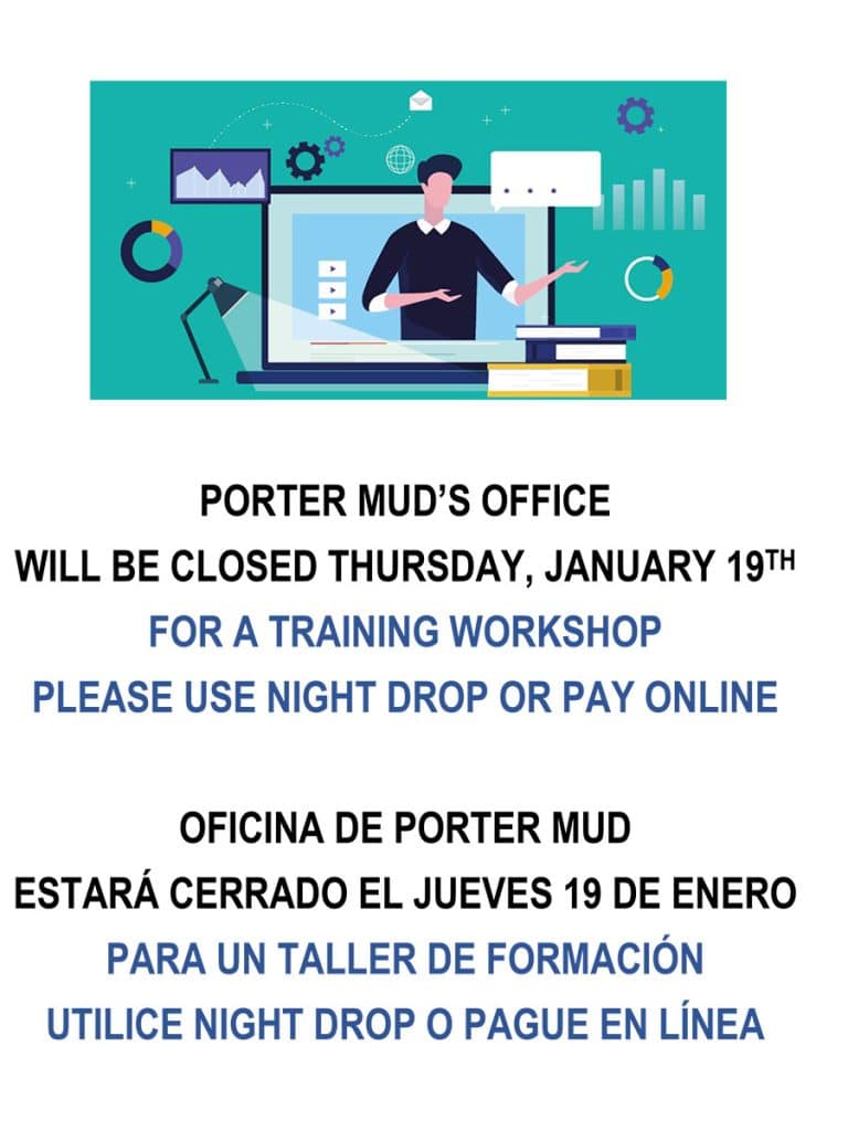 Office Closure January 19th 2023 Porter Municipal Utility District Office Closure January 19th 2023 Porter Municipal Utility District